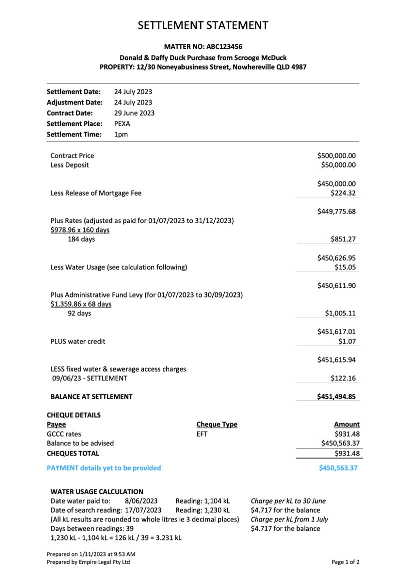 QLD property settlement figures - EXPLAINED!